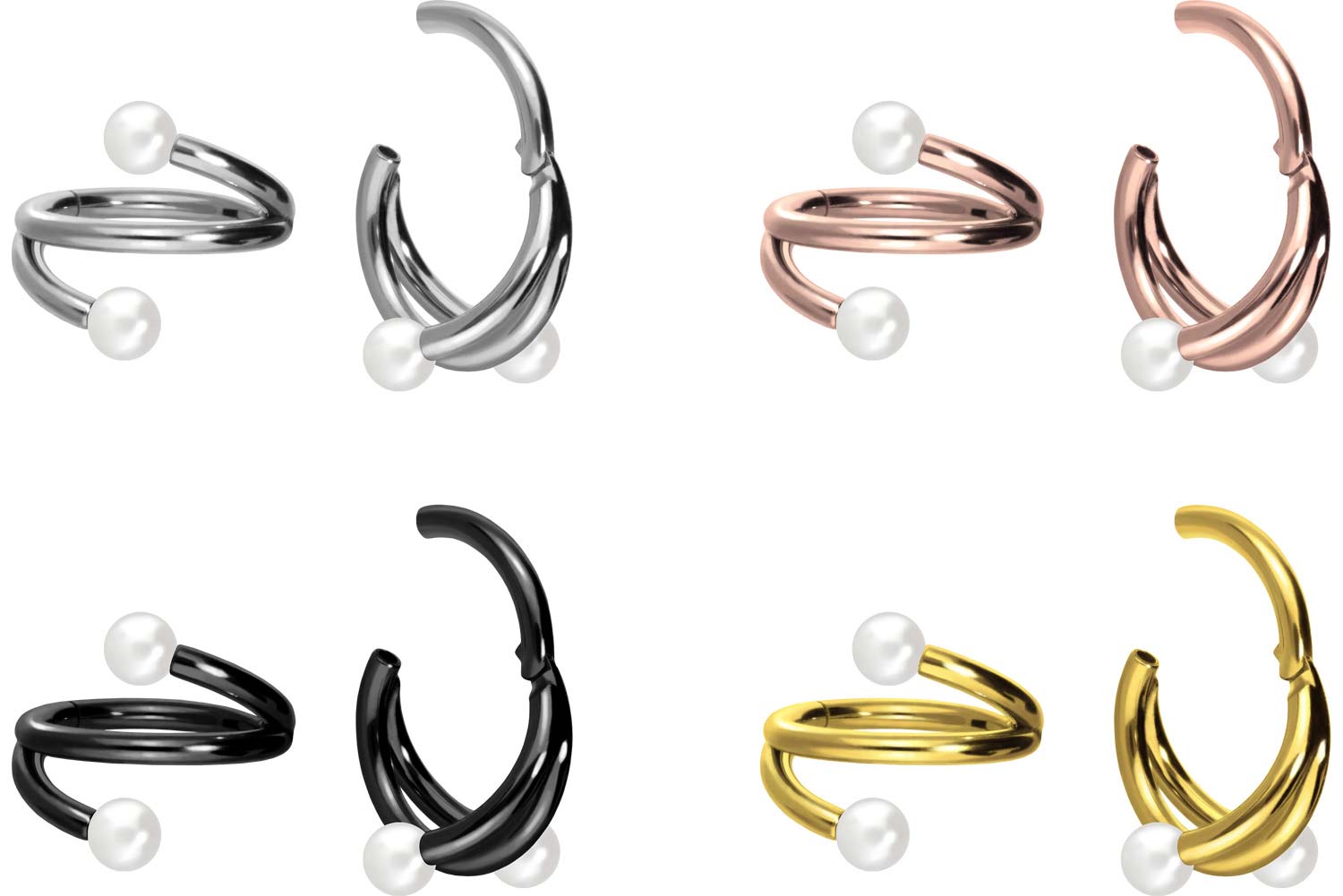 Titanium segment ring clicker with internal thread 3 RINGS + 2 ...